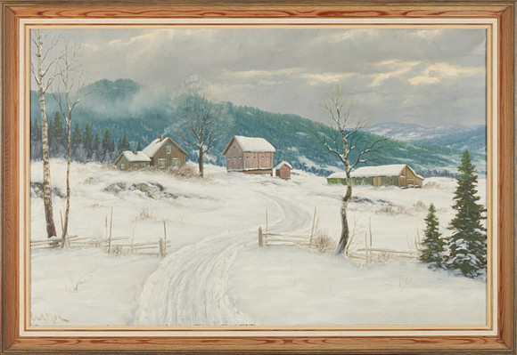 CARL MOE (1889-1942): Winter landscape, signed Carl Moe, oil on canvas ...
