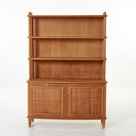 BOOKSHELF, circa 1960s, AB Alfred Ehrlin, oak, bottom with cabinet ...