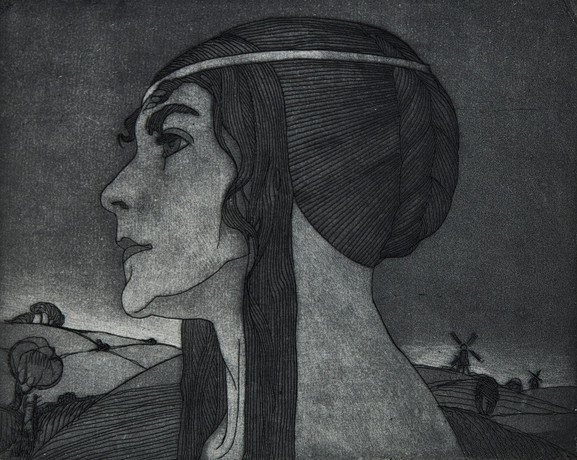 AXEL WALLERT. woman in profile, etching, signed and dated -16. Art ...