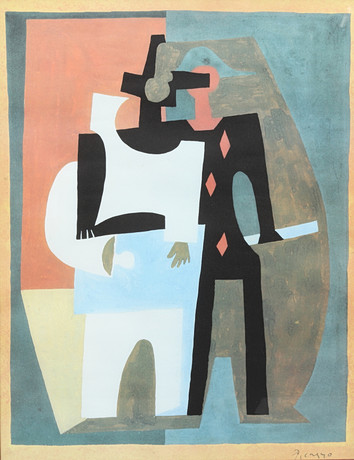 PABLO PICASSO. Figurative motif, color offset print, signed in print ...