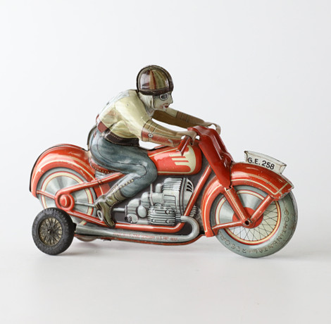 TECHNOFIX MOTORCYCLE, US-Zone, sheet metal. Toys - Toys - Auctionet