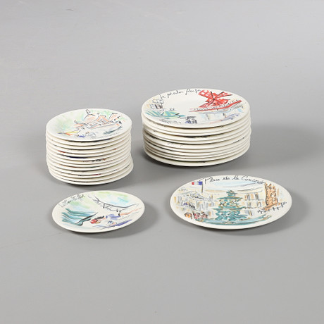 VAJILLA, 26 piezas, "Joli Paris", Gien, Francia, principios de los 2000 ...