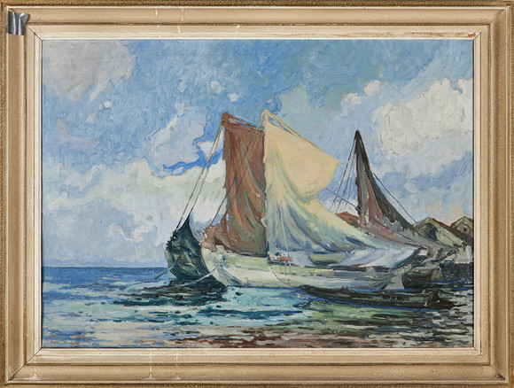 EMILE ZOIR. sailboats, oil on canvas, signed. Art - Paintings - Auctionet