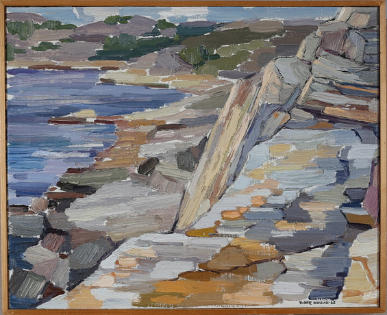 THORE JORDAN (1930-1997). Olja på duk, landskap med klippor, signerad ...