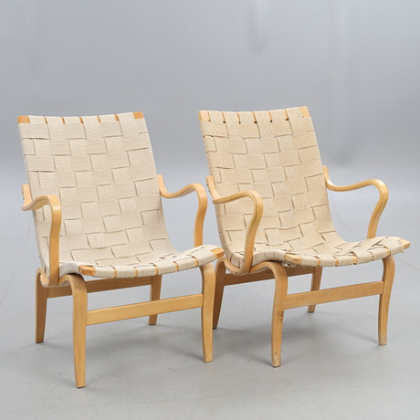BRUNO MATHSSON. Frame chairs / armchairs, a pair of "Eva", Bruno ...