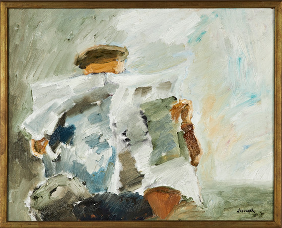 KARL BERTIL LUNDH. Tidningsläsare, signerad, olja på duk. Konst ...