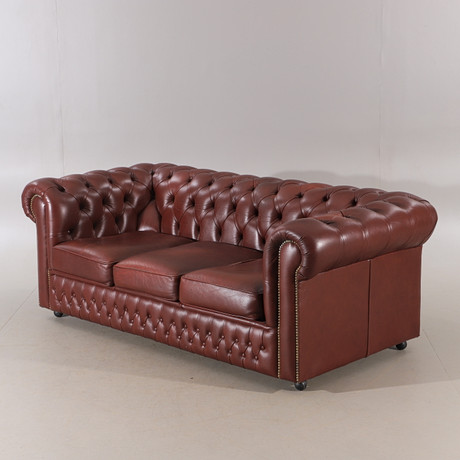SOFFA, skinnklädsel, Chesterfield, Saxon leather, England. Möbler ...