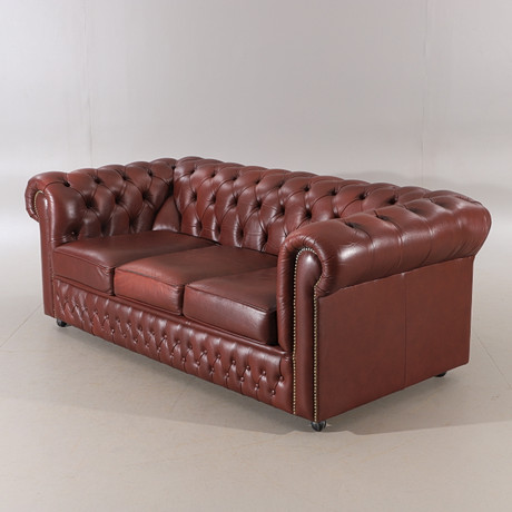 SOFFA, skinnklädsel, Chesterfield, Saxon leather, England. Möbler ...