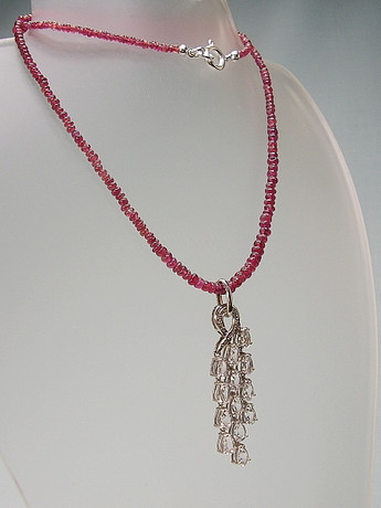 DIAMOND - WHITE TOPAZ PENDANT WITH RUBY CHAIN. Jewellery & Gemstones ...