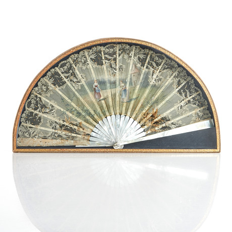 SUN FEATHER, 19th century, polychrome painted with figures, mother-of ...