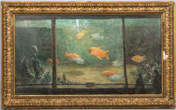 JULIUS OLSSON (ENGLAND, 1864-1942). Akvarium, Olja på duk, signerad ...