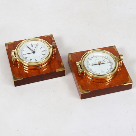 SHIP'S CLOCK and BAROMETER, brass, Pilot Marine. Collectables ...