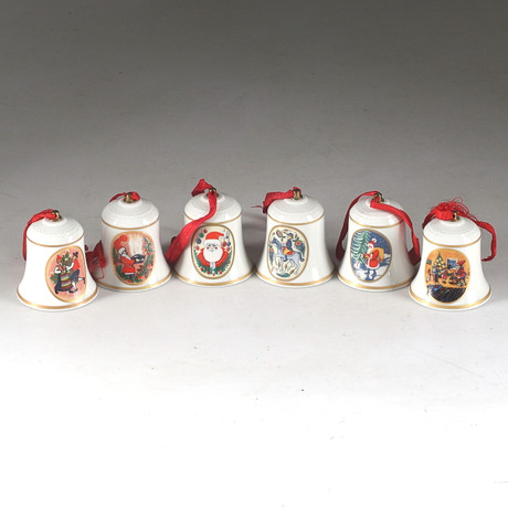 JULKLOCKOR, 6 st, porslin, "Gammeldags jul", Rörstrand. Keramik ...