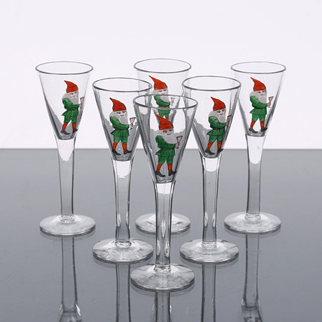 SNAPSGLAS, 6 st, julmotiv, 1800/1900-tal. Glas - Bruksglas - Auctionet