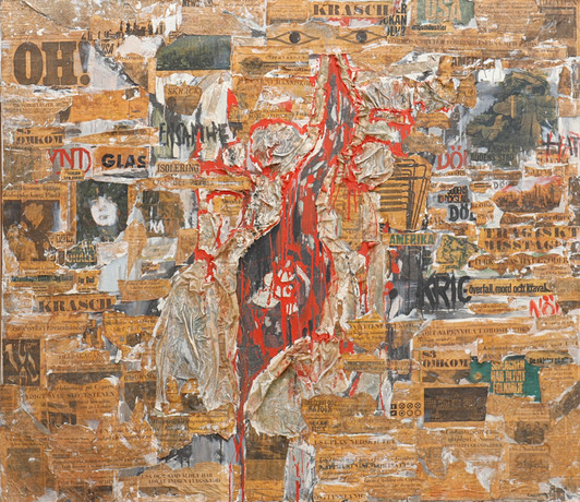 GÖSTA CALMEYER. COLLAGE, KOMPOSITION MED TIDNINGSPAPPER. Konst - Måleri ...