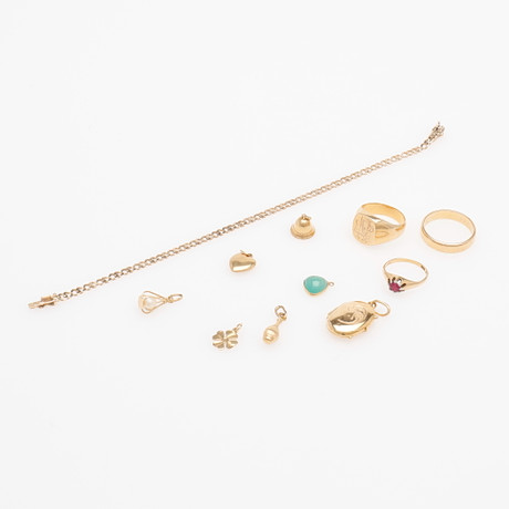 GOLD JEWELRY, ELEVEN PARTS. Jewellery & Gemstones - Other - Auctionet