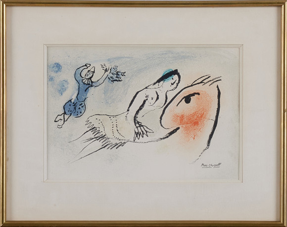 MARC CHAGALL. After, "Greeting card for Aimé Maeght", lithograph ...