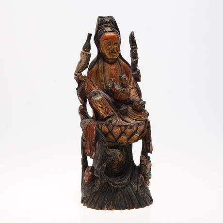 SKULPTUR, Buddha, trä, 1800/1900-tal. Asiatika - Auctionet