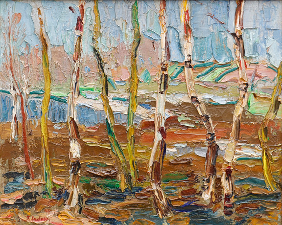 JANIS ELMARS INDUSS, 1907-1996, Lettland/Sverige, björkar i landskap ...
