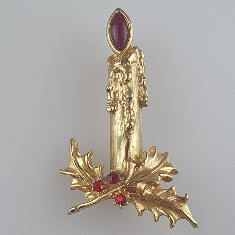 - VINTAGE "CHRISTMAS" BROOCH - TANCER/ USA, 1960s/70s, candle shape ...