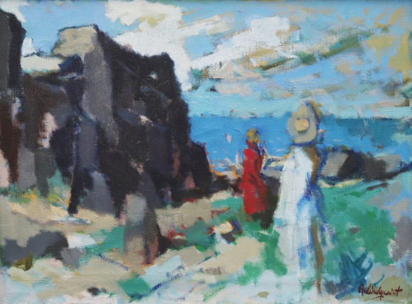 RAGNAR LINDQUIST (1906-1986). "Towards the sea", oil on canvas, signed ...