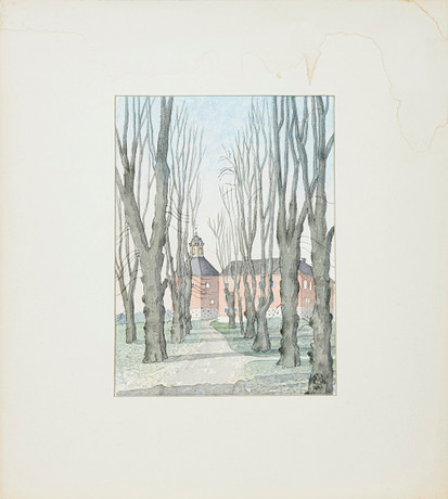 MAGNUS AHLGREN (1918-2005). "Rydboholm Castle", watercolor, original illustration for Ralph ...