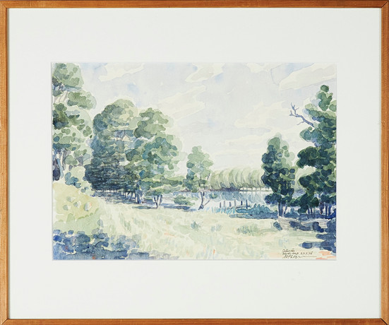 MAGNUS AHLGREN (1918-2005). "21. Höjentorps Kungsgård", watercolor ...