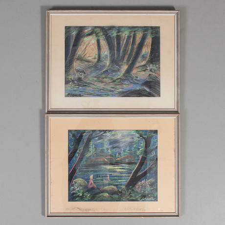KARL SCHAEFER. Pastell, 2 stycken. Konst - Måleri - Auctionet