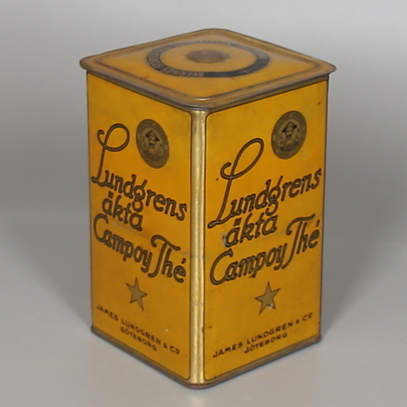 PLÅTBURK, Lundgren äkta Campoy Thé, James Lundgren & Co Göteborg. 1900 ...