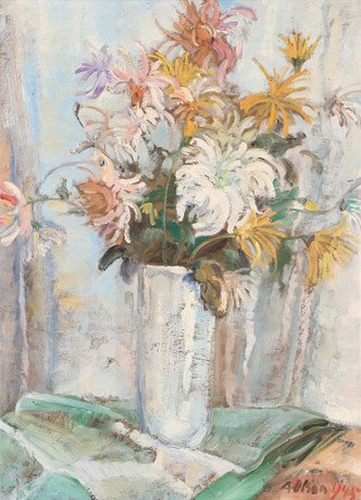 ANDERS OLSON. Flower still life, oil on Board, signed A. Olson 1945 ...