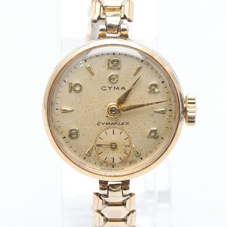 CYMA. A LADY'S GOLD CASED CYMAFLEX WRISTWATCH. Clocks & Watches ...