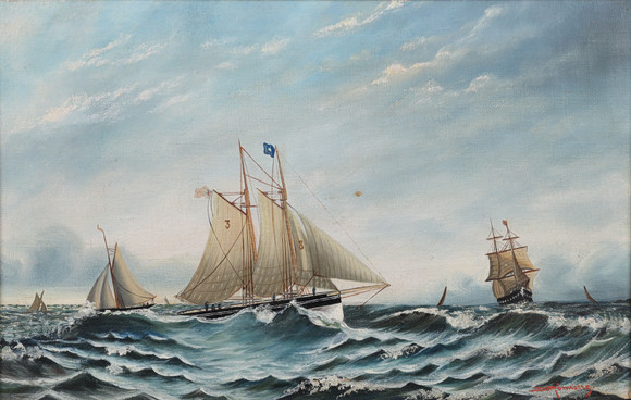 DAVID RÖNNBERG (1881-1953). Ships at sea, oil on canvas. Art ...