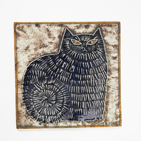 LISA LARSON. "Cat", wall plaque, Gustavsberg, from the "Unikserien ...