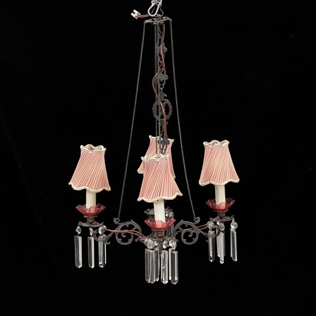 Chandelier, metal with prisms, first part of the 20th century. Lighting ...