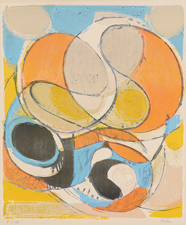 GUSTAV BOLIN (1920-1999). Komposition, litografi, signerad och numrerad ...
