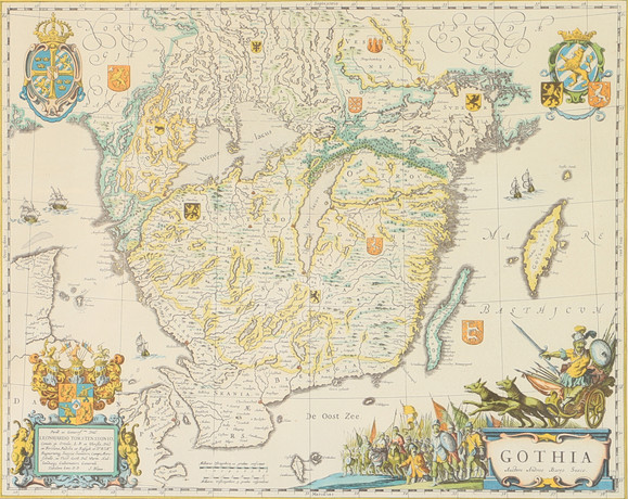 KARTA, "Gothia", äldre tryck 1948. Konst - Grafik - Auctionet