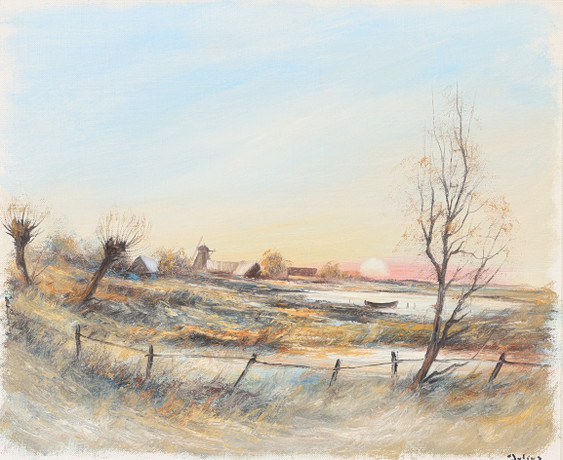 CARL JULIUS. Landscape with moth, oil on canvas, signed C. Julius. Art ...