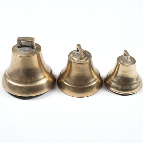 A set of three brass clocks by Mattsson, Mora, Dalarna, 20th century ...