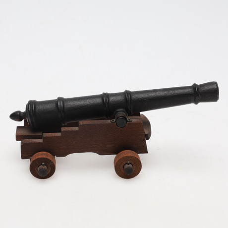 TABLE CANNON, miniature, metal & wood, after Ship of the Line cannon ...