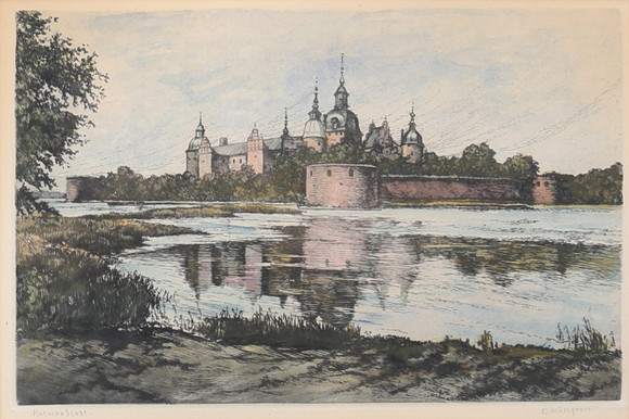 ERNST HÄLLGREN. Etching, "Kalmar castle", signed E Hällgren. Art ...