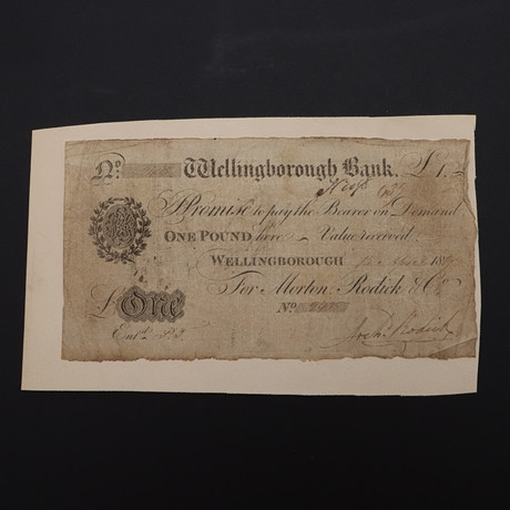 A WELLINGBOROUGH BANK ONE POUND BANKNOTE, 1819. Coins, Medals & Stamps ...