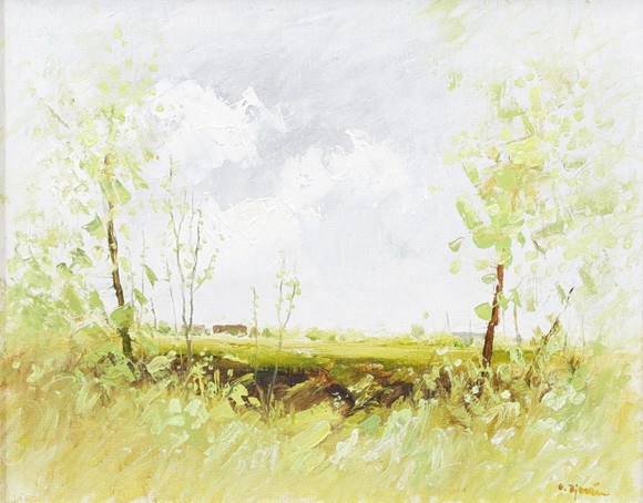 EKE BJERÉN. "Vårlandskap", olja på duk, signerad. Konst - Måleri ...