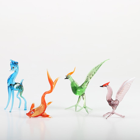 FIGURES, 4 pieces, art glass. Glass - Art glass - Auctionet