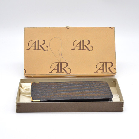AR GERMANY. PHONE CASE IN LEATHER, WITH 750 KT GOLD CORNERS, VINTAGE ...