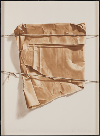YRJÖ EDELMANN. Composition with brown paper, color lithograph, signed ...