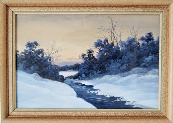 THERESE SANDSTRÖM. gouache, vinterlandskap, signerad. Konst - Måleri - Auctionet