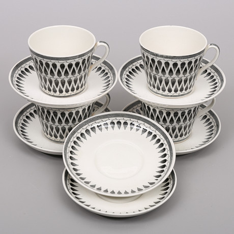 ARTHUR PERCY. Tekoppar, "Lillemor", 10 delar, Gefle, 1900-talets mitt ...