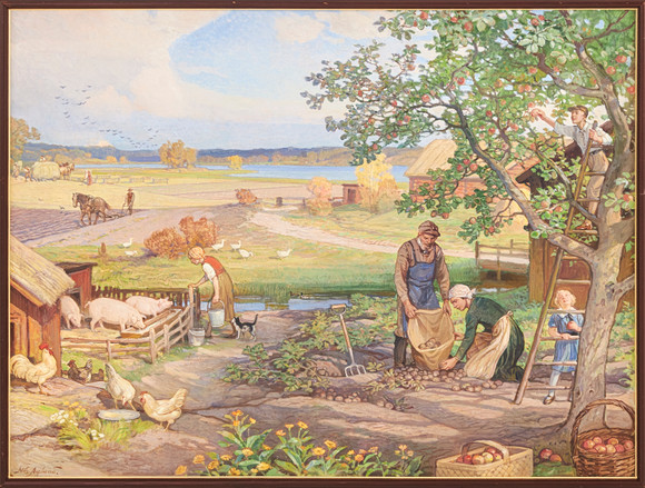 NILS ASPLUND ( 1874-1958). Seasons - Autumn, oil on Board, signed Nils ...