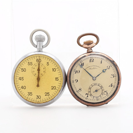 POCKET WATCH AND STOPWATCH, partly silver, Balder. Clocks & Watches ...