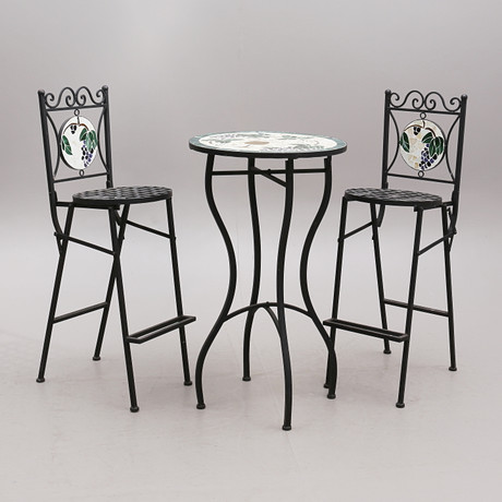 CAFÉ SET, 3 parts, metal/ mosaic, 2000s. Garden & Architectural ...